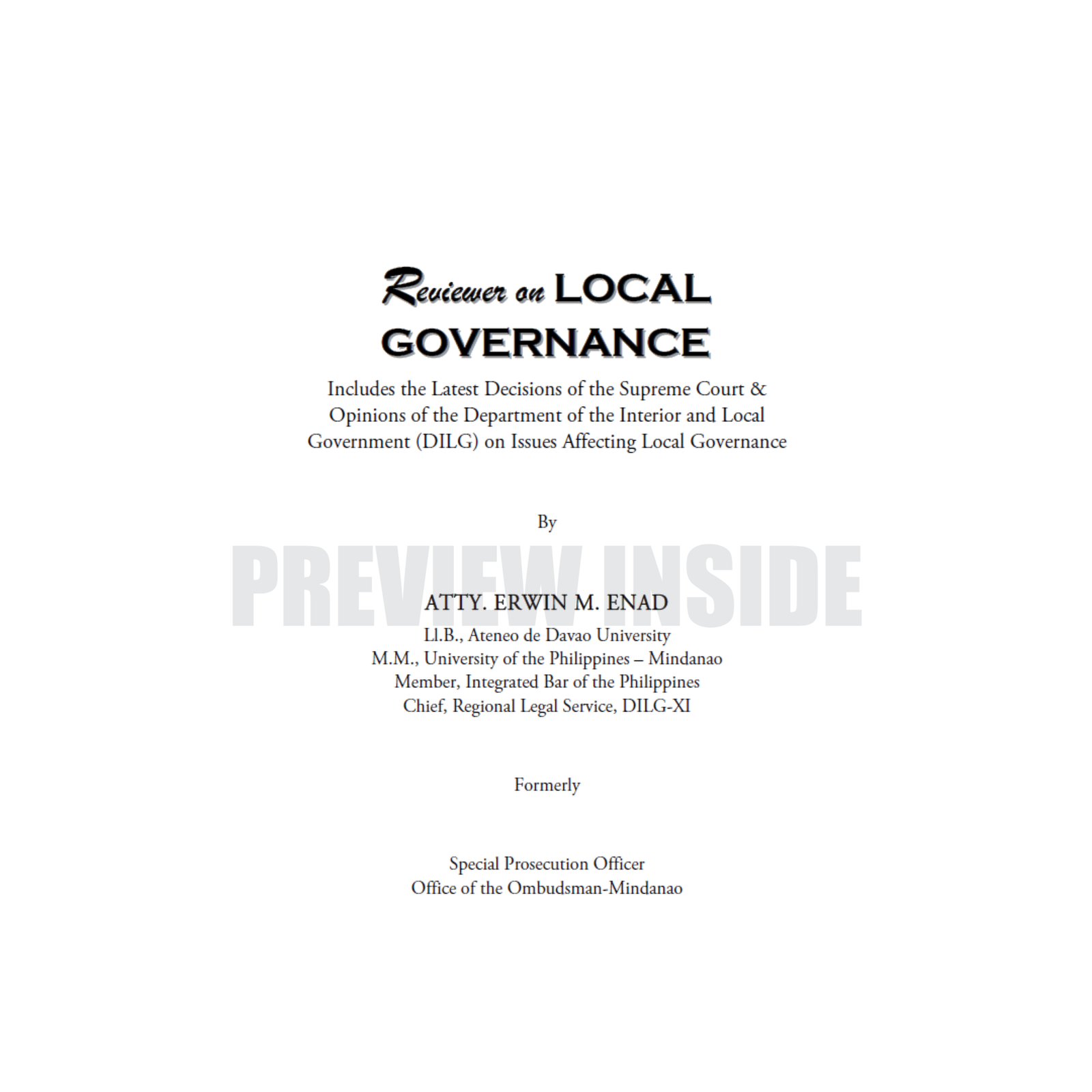 Reviewer on Local Governance – Centralbooks