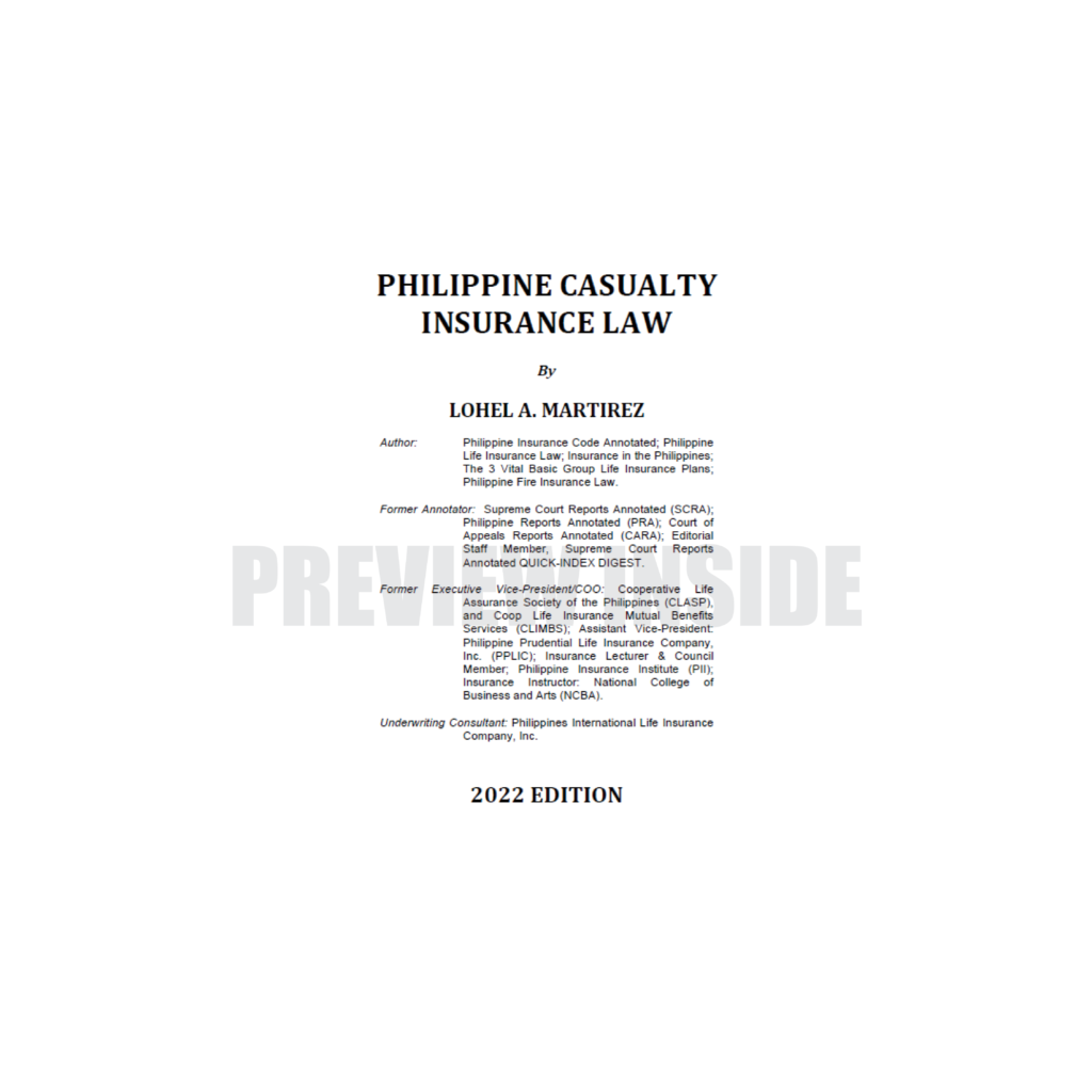 Philippine Casualty Insurance Law – Centralbooks