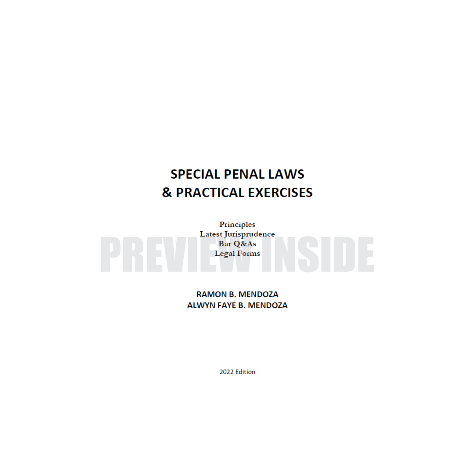 Special Penal Laws & Practical Exercises – Centralbooks