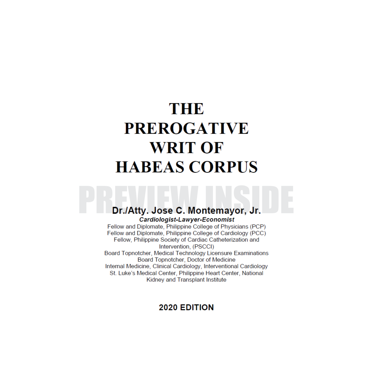 The Prerogative Writ of Habeas Corpus – Centralbooks