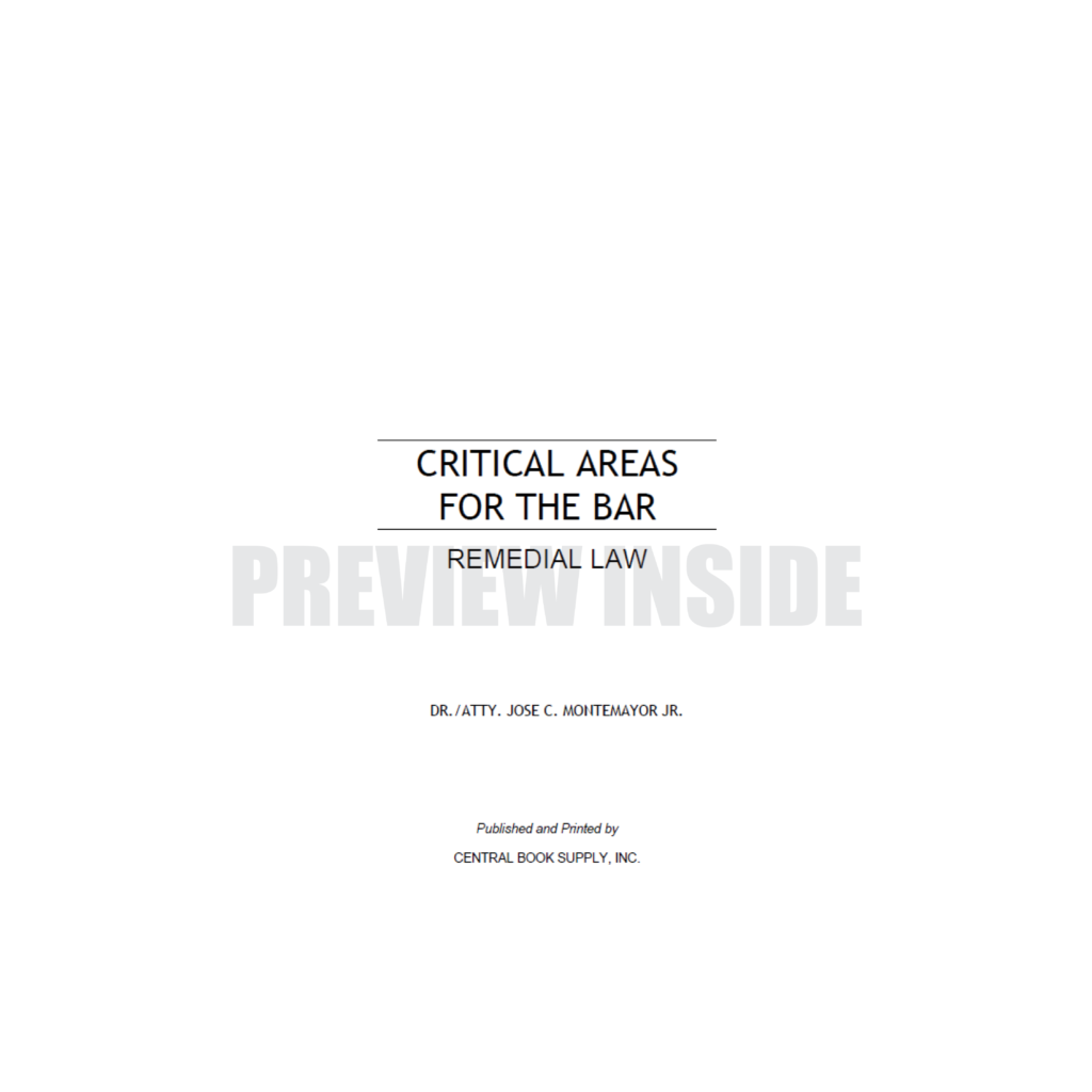 Critical Areas for the Bar: Remedial Law – Centralbooks