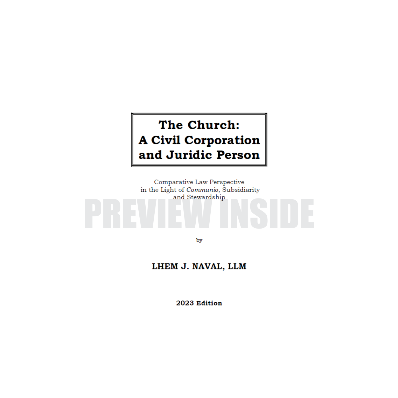 The Church: A Civil Corporation and Juridic Person – Centralbooks