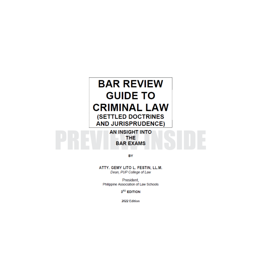 Bar Review Guide to Criminal Law – Centralbooks