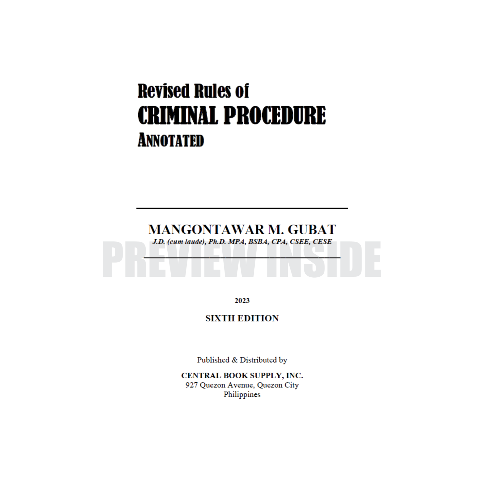 Revised Rules of Criminal Procedure Annotated – Centralbooks