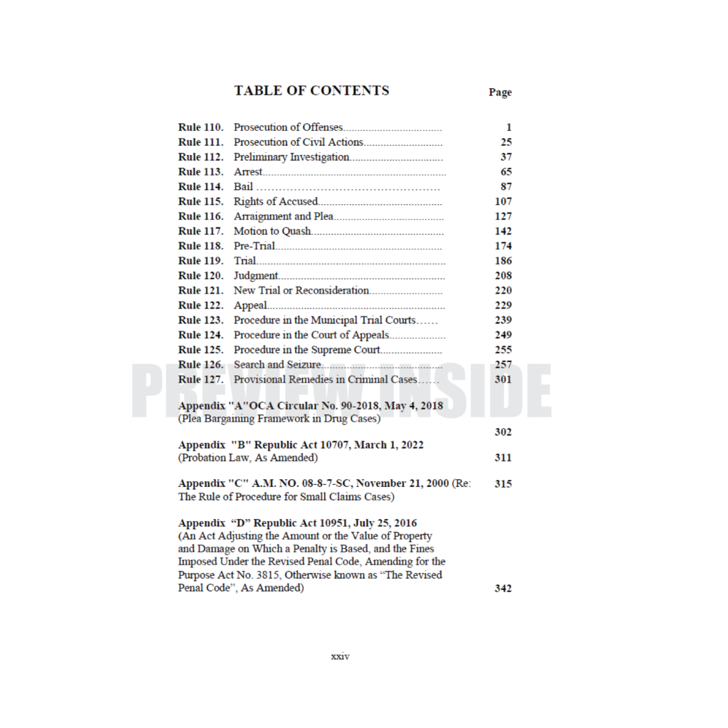 Revised Rules of Criminal Procedure (Rules 110-127) – Centralbooks