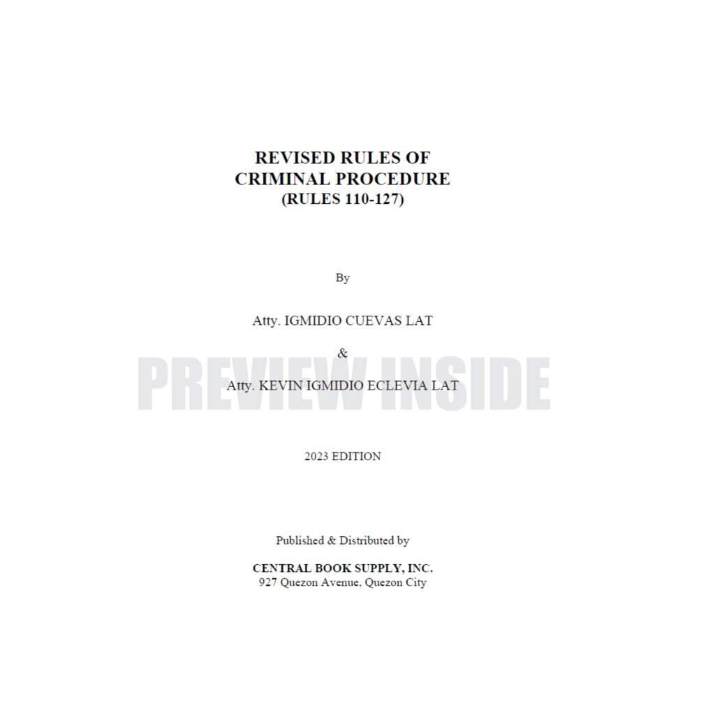 Revised Rules of Criminal Procedure (Rules 110-127) – Centralbooks