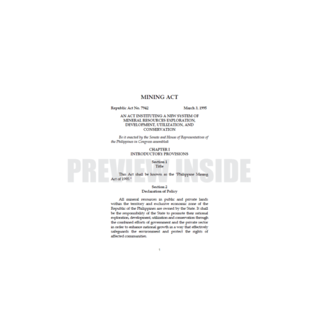 Mining Act of the Philippines – Centralbooks
