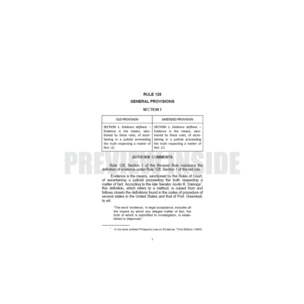 Revised Rules on Evidence (Commentaries, Rules, and Cases) – Centralbooks