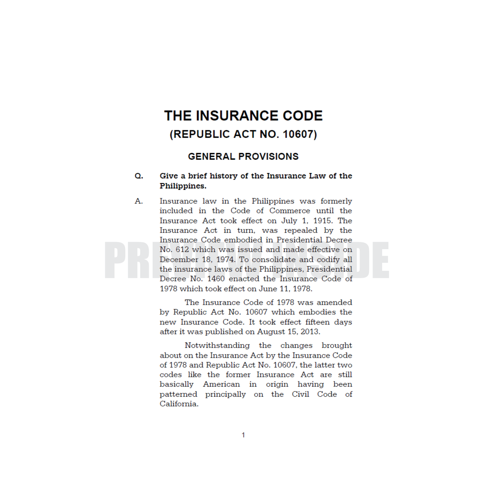 Quizzer and Reviewer on Insurance Code and Financial Rehabilitation and ...