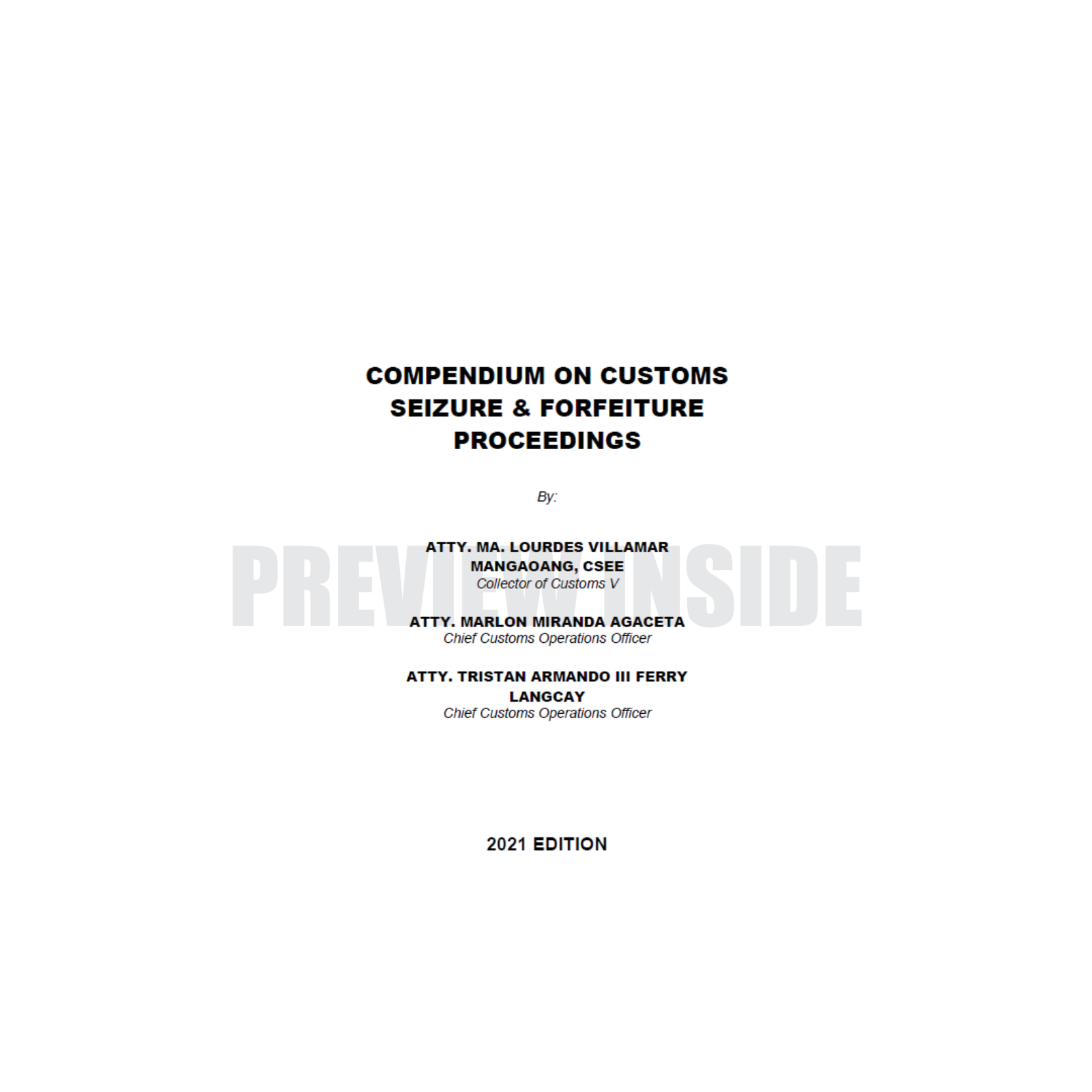 Compendium on Customs Seizure & Forfeiture Proceedings – Centralbooks