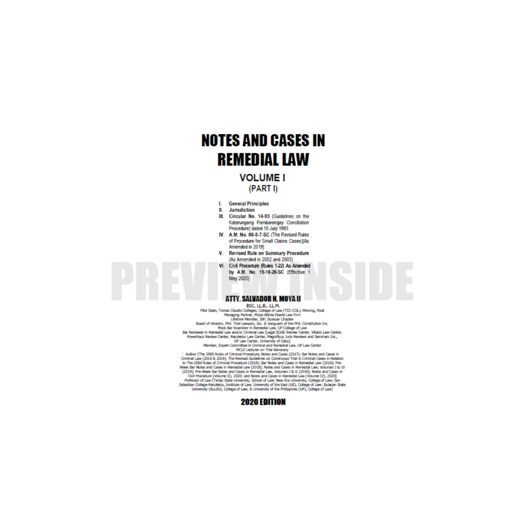 Notes and Cases in Remedial Law (Civil Procedure) Vol. I Part 1 ...