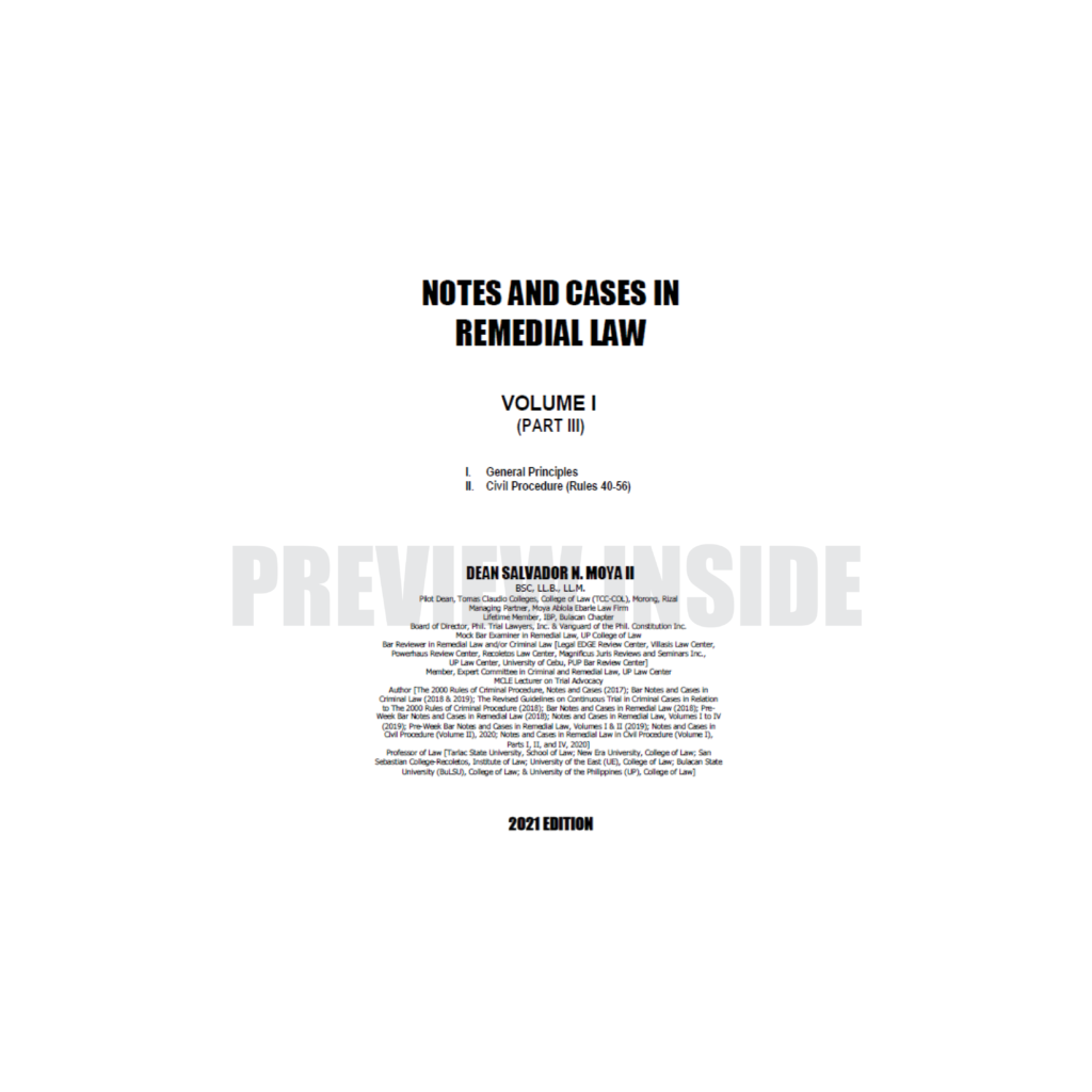Notes and Cases in Remedial Law (Civil Procedure) Vol. I Part 3 ...