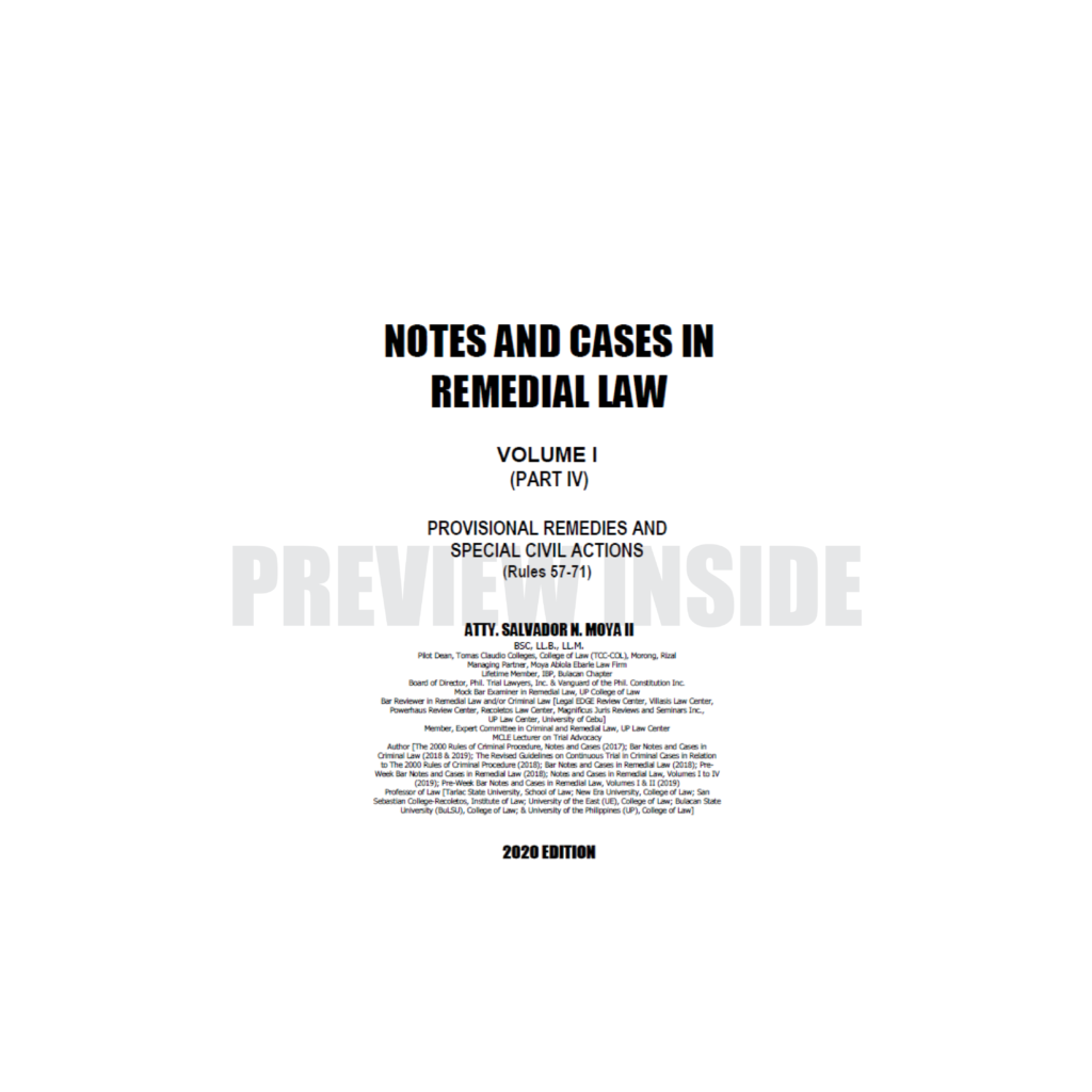Notes and Cases in Remedial Law (Civil Procedure) Vol. I Part 4 ...