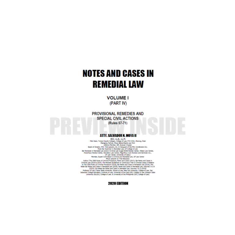Notes and Cases in Remedial Law (Civil Procedure) Vol. I Part 4 ...