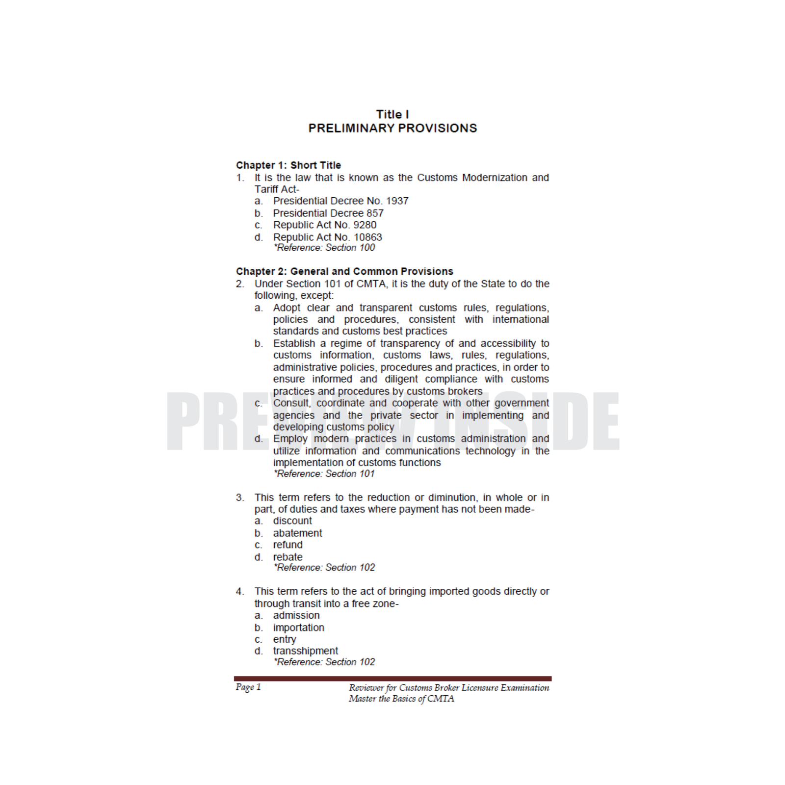 Reviewer for Customs Broker Licensure Examination – Centralbooks