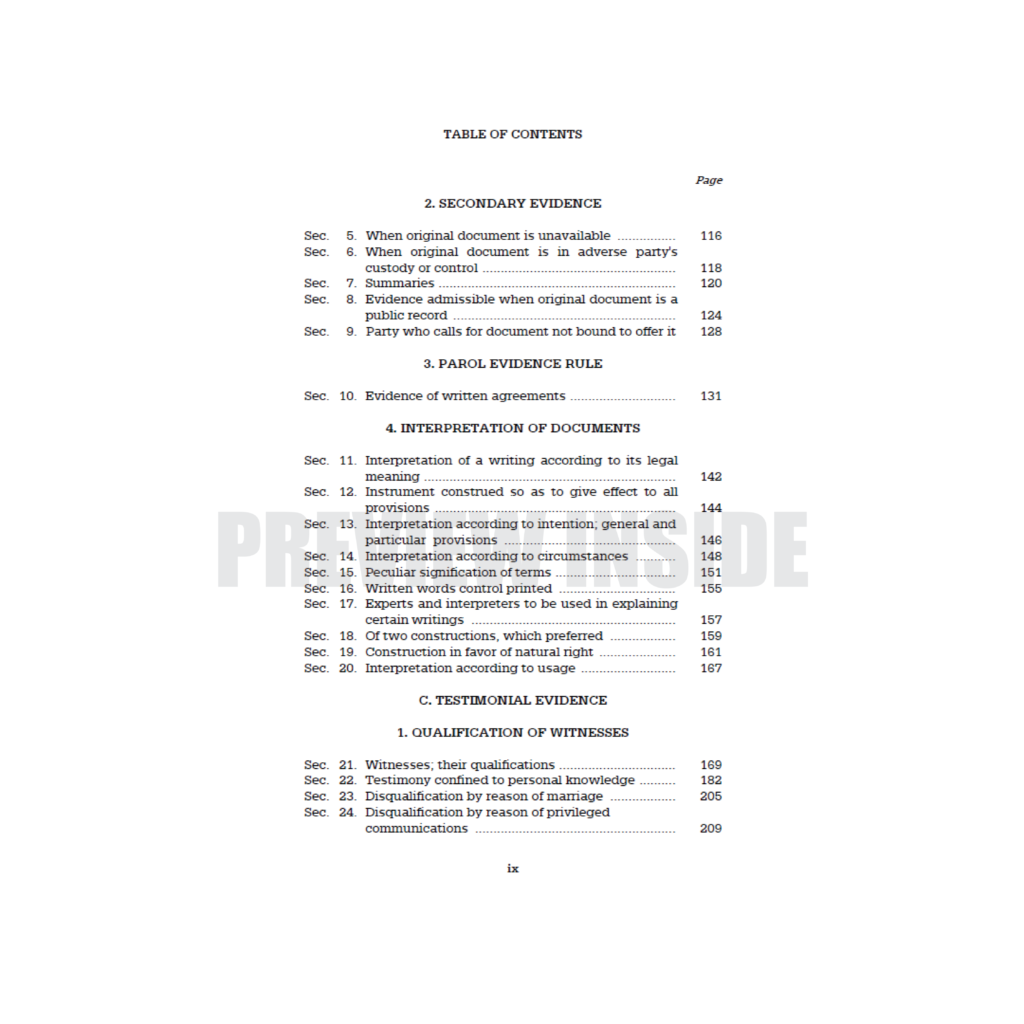 Notes and Cases in Remedial Law (Evidence) Vol. IV – Centralbooks