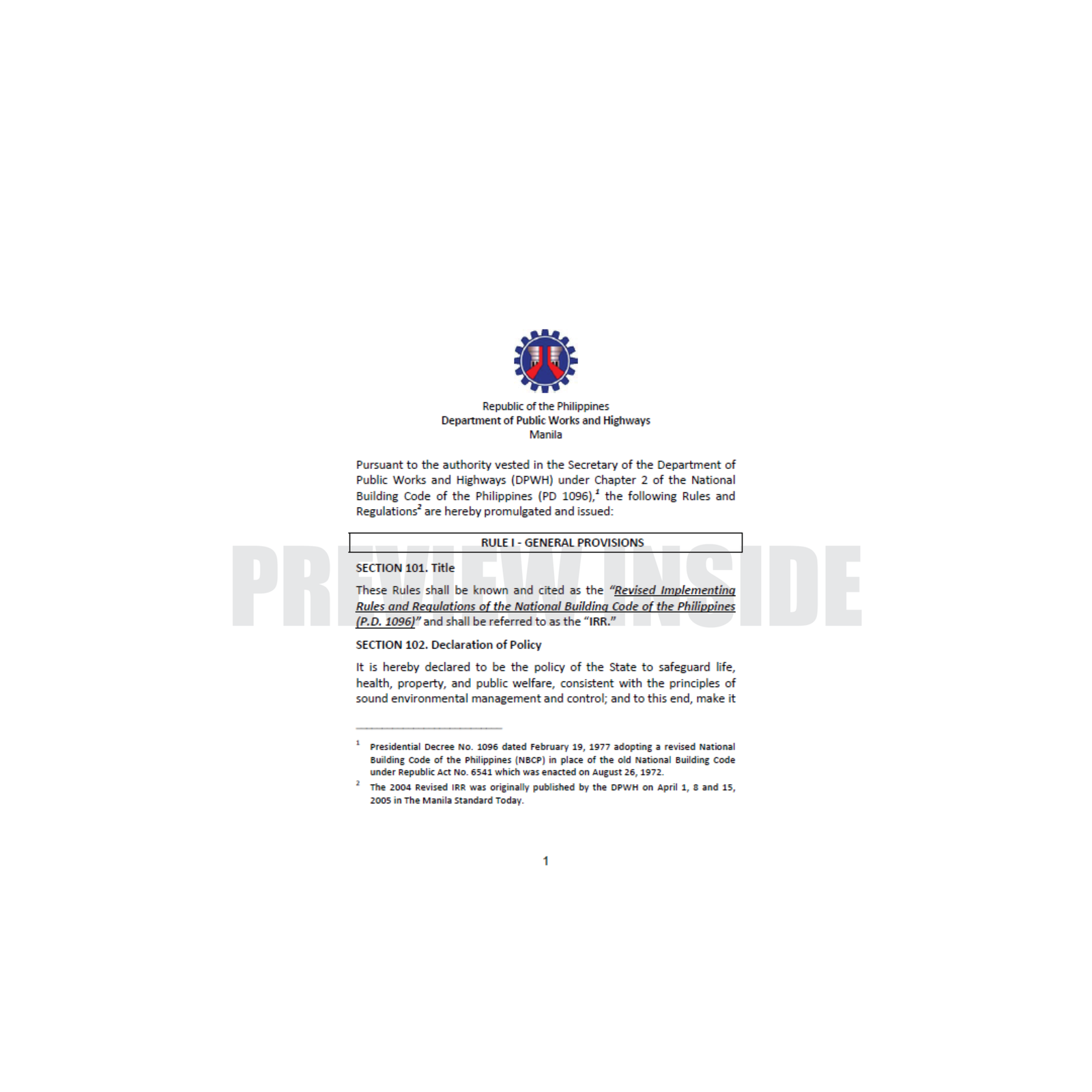 The Revised Implementing Rules and Regulations of the National Building ...