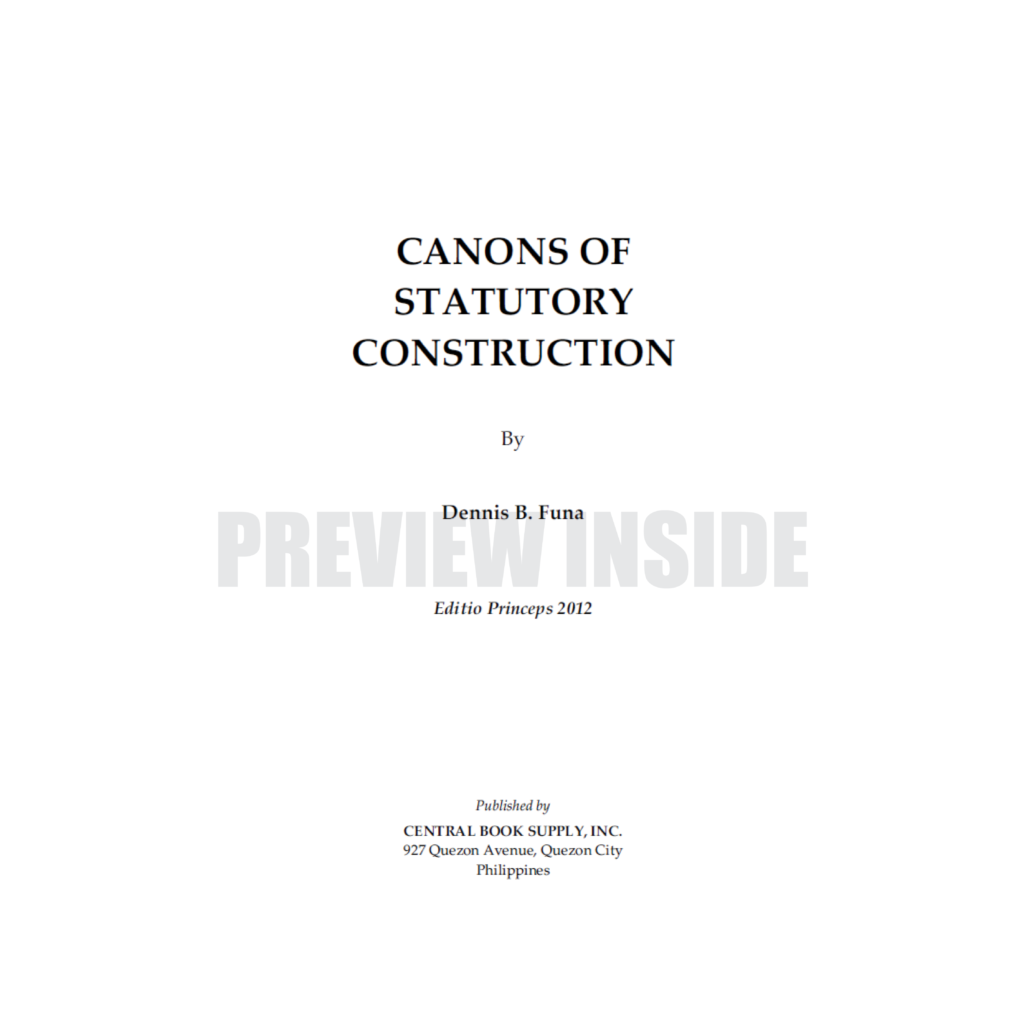 Canons of Statutory Construction – Centralbooks
