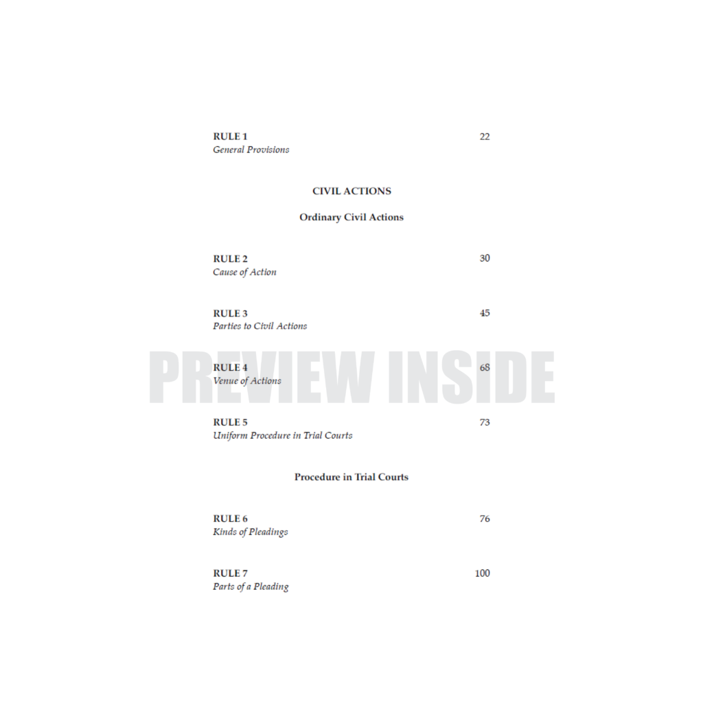 Outline in Remedial Law Volume I: Civil Procedure – Centralbooks