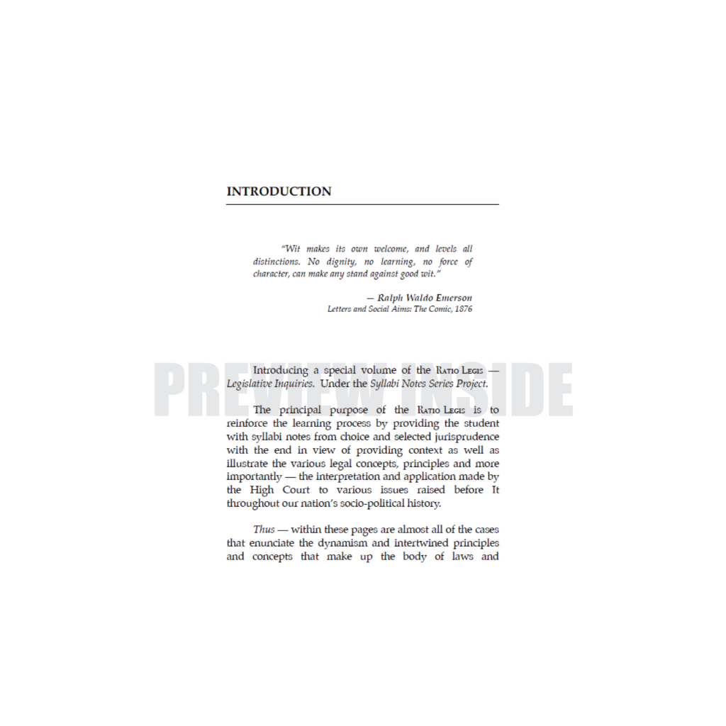 Ratio Legis: Legislative Inquiries – Centralbooks