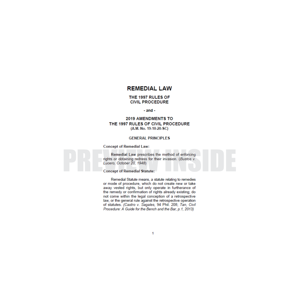 Remedial Law Volume 1: The 1997 Rules of Civil Procedure – Centralbooks