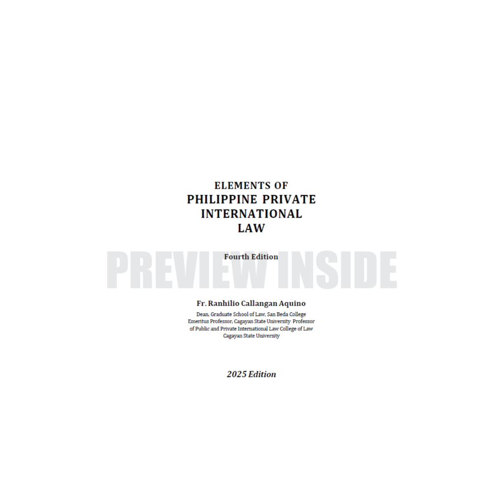 Elements of Philippine Private International Law – Centralbooks