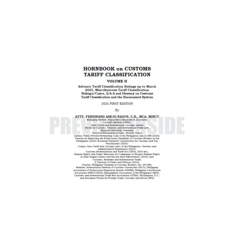 Hornbook on Customs Tariff Classification Volume 2 – Centralbooks