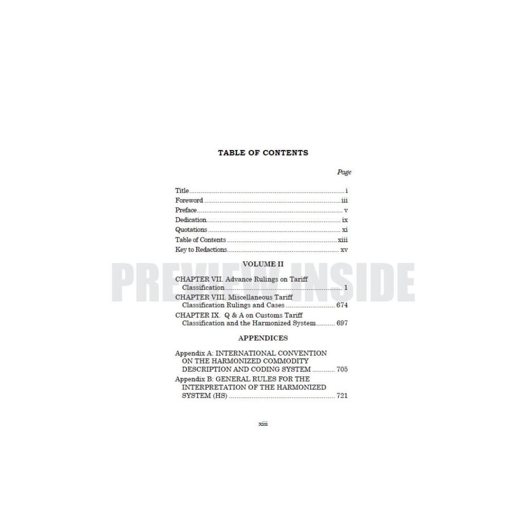 Hornbook on Customs Tariff Classification Volume 2 – Centralbooks