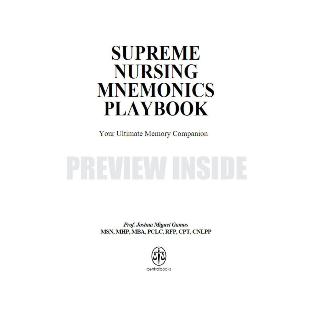 Supreme Nursing Mnemonics Playbook – Centralbooks