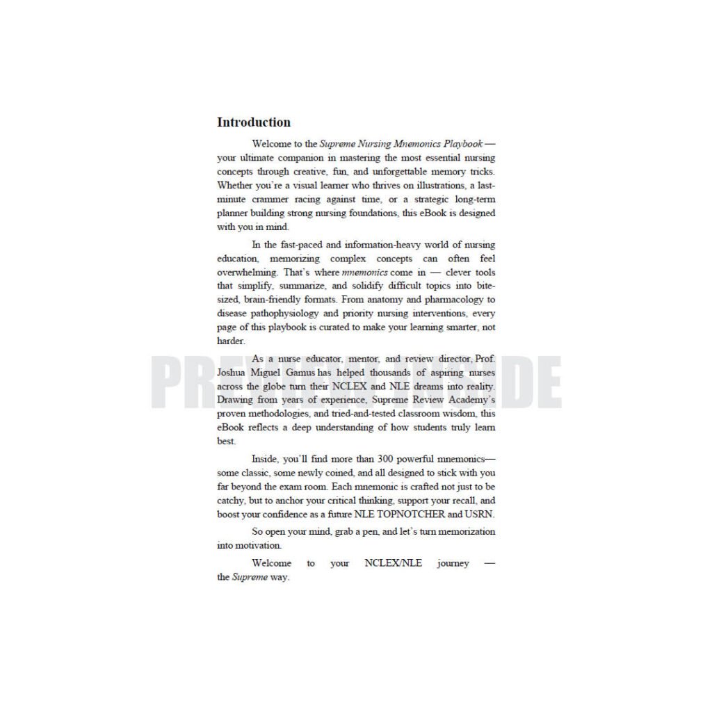 Supreme Nursing Mnemonics Playbook – Centralbooks