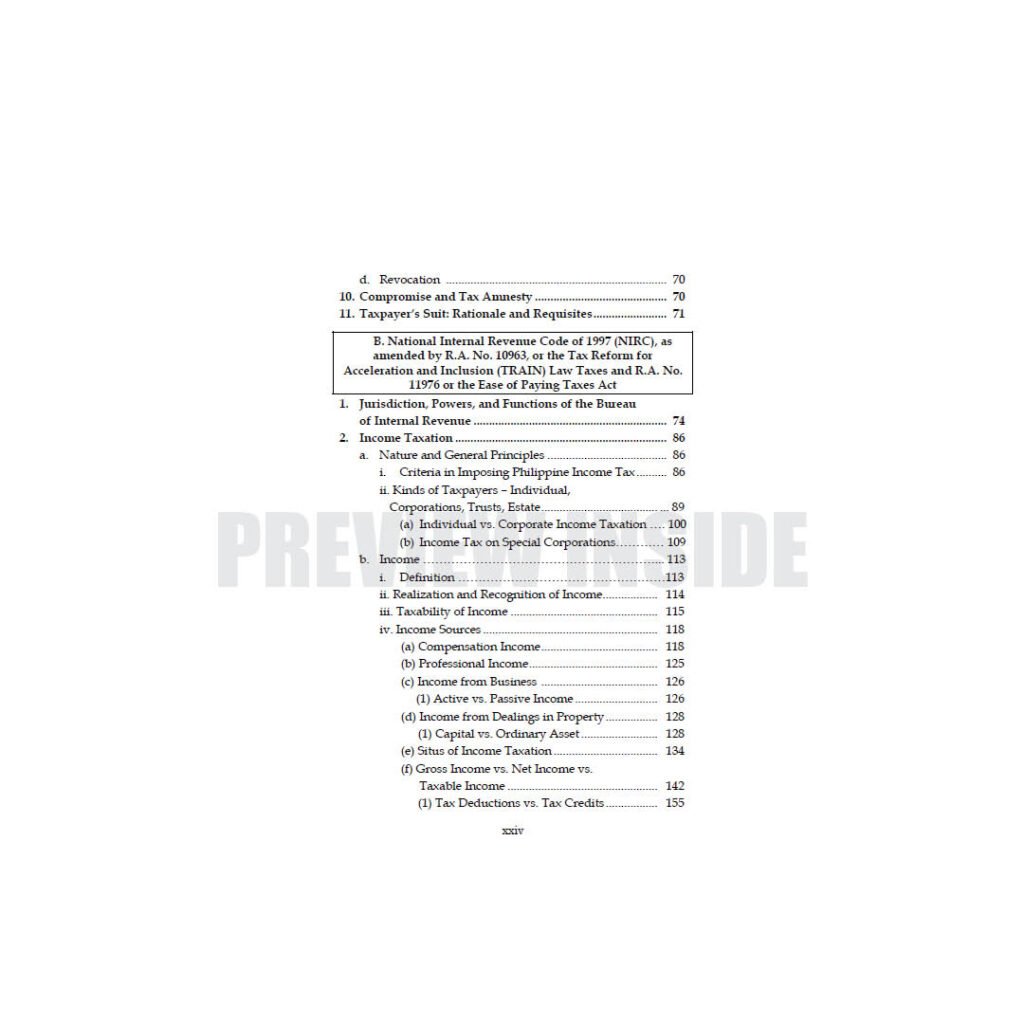 Compendious Bar Reviewer on Taxation Law: Based on Bar Exam Syllabus ...
