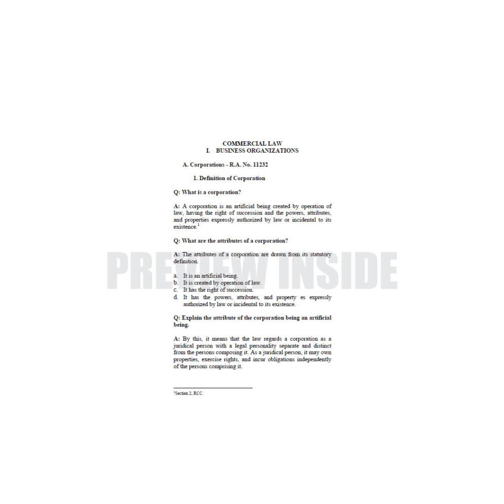 Compendious Bar Reviewer on Commercial Law: Based on Bar Exam Syllabus ...